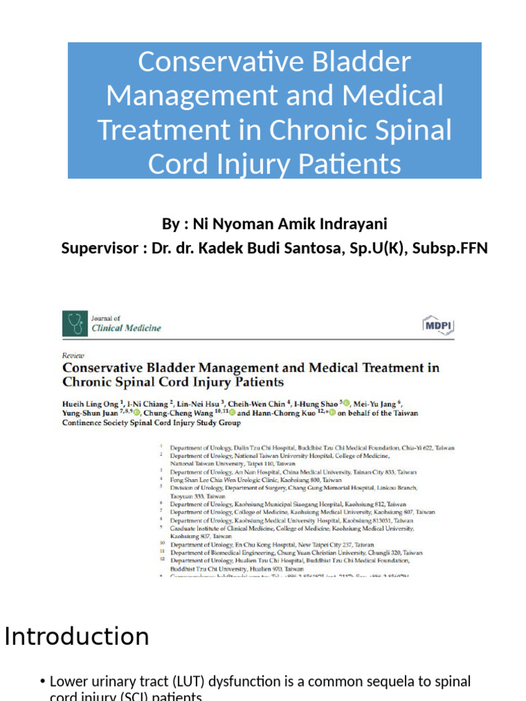 Conservative Bladder Management and Medical Treatment in Chronic Spinal ...