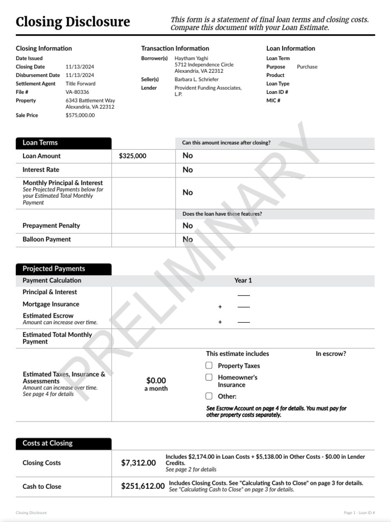 Closing Disclosure for Home Purchase | PDF | Loans | Refinancing