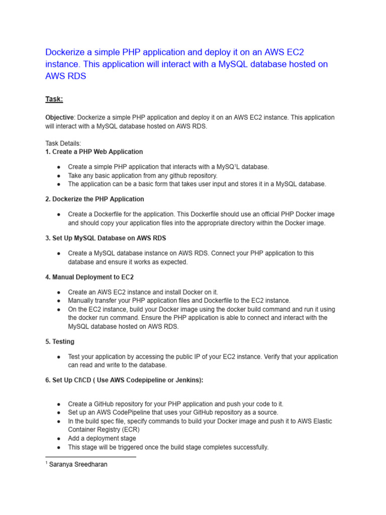 Dockerize PHP App on AWS EC2 & RDS | PDF | Php | Databases