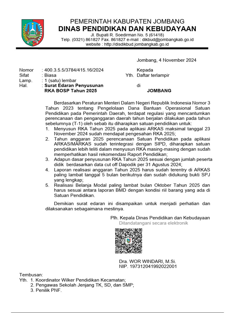 Edaran Penyusunan RKA BOSP Tahun 2025 | PDF