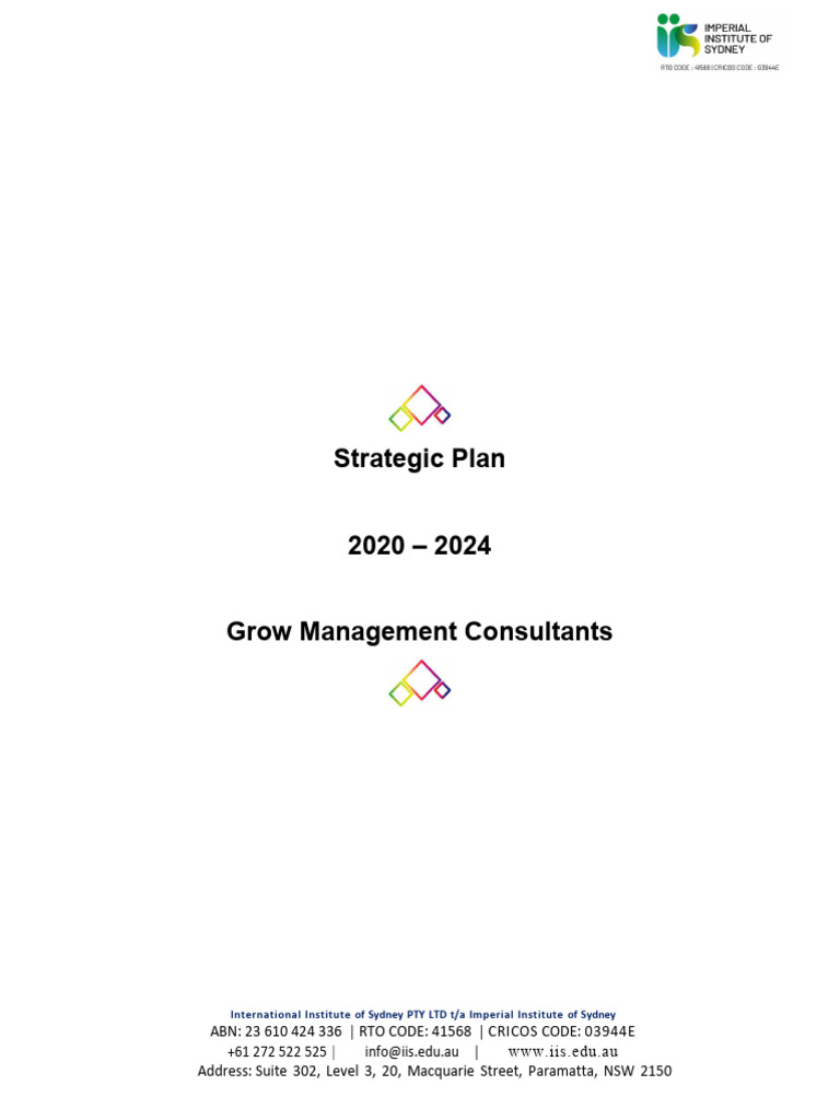 Strategic Plan 2020-2024 for Grow Consultants | PDF | Credit Card | Budget