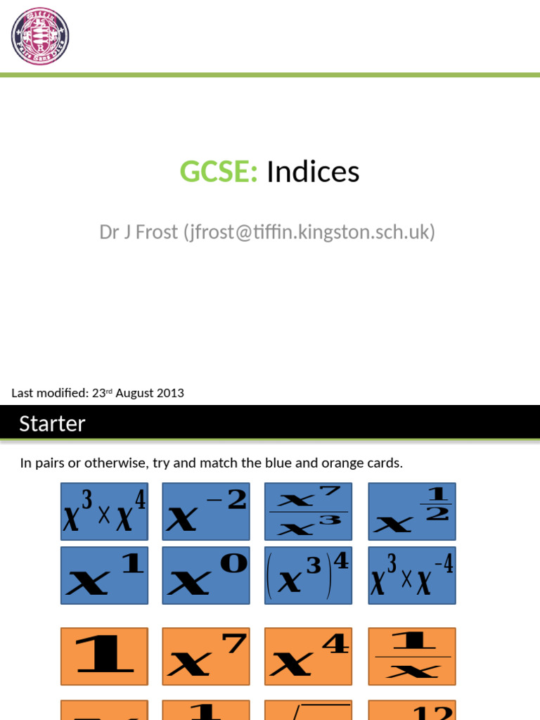 GCSE Indices | PDF