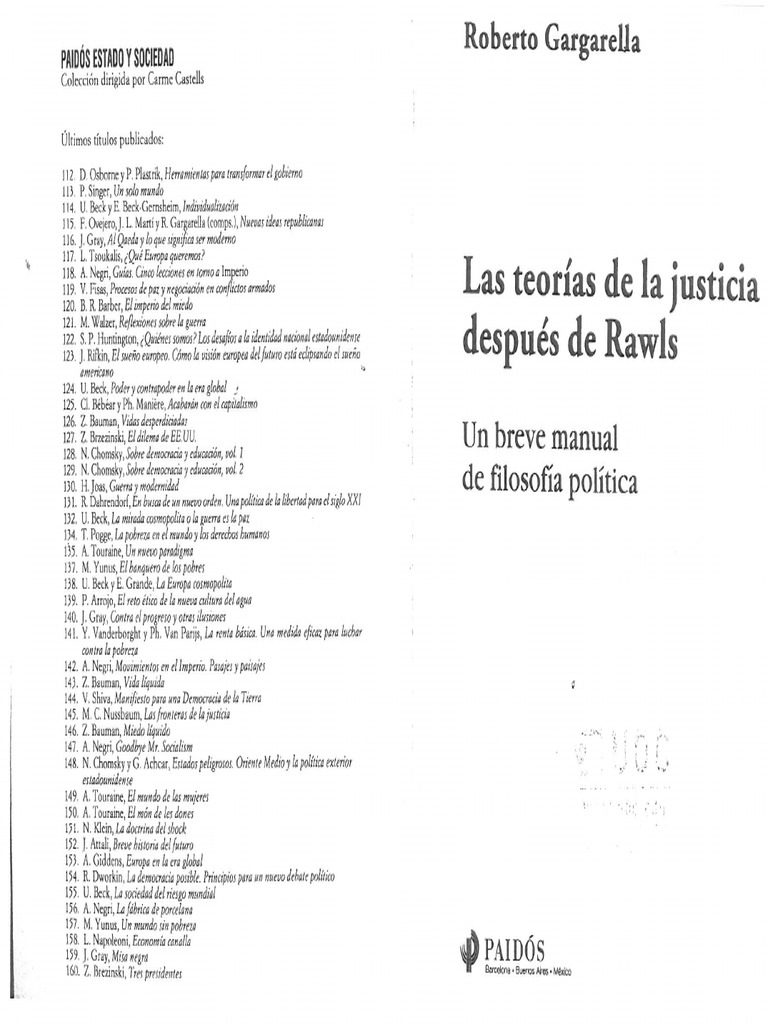 Gargarella Teorias Justicia Despues Rawls | PDF