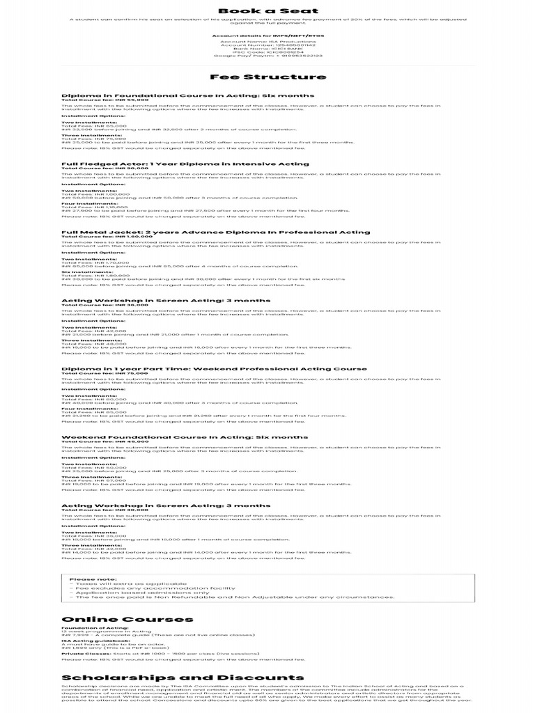 ISA Fee Structure | PDF