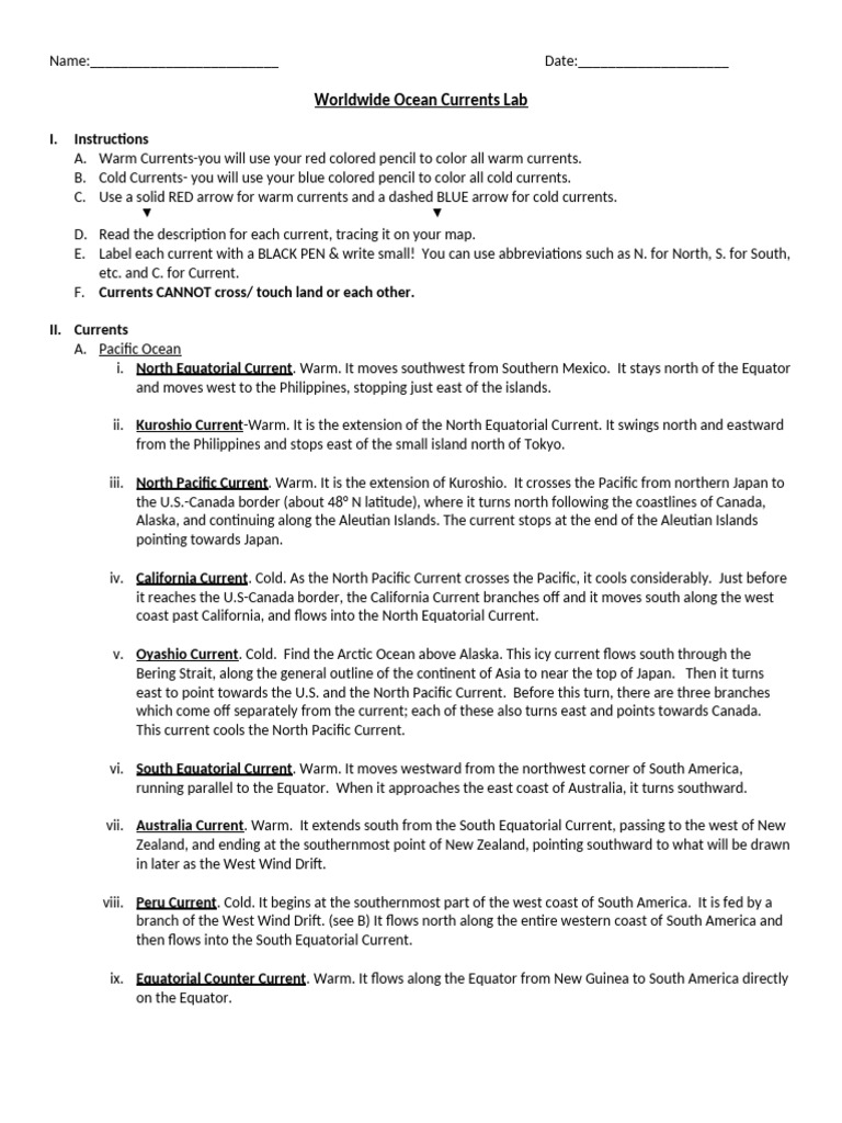 - 10 24-25 Ocean Currents Lab | PDF | Pacific Ocean | Atlantic Ocean