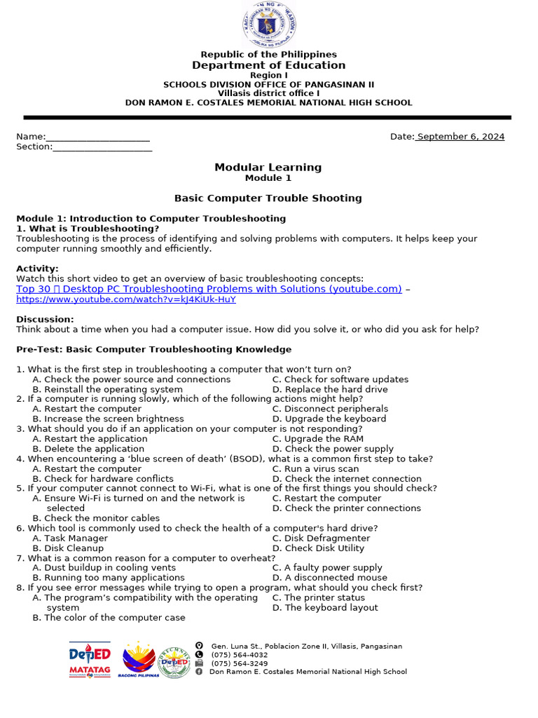 Module Sept 6 2024 Comed | PDF | Operating System | Troubleshooting
