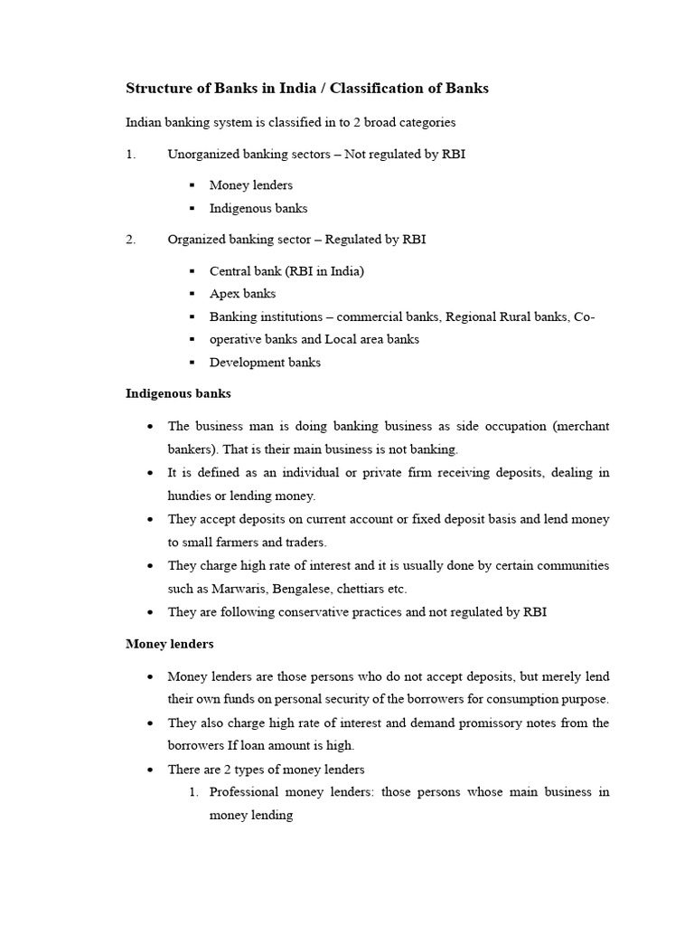Structure of Banking in India | PDF | Banks | Loans