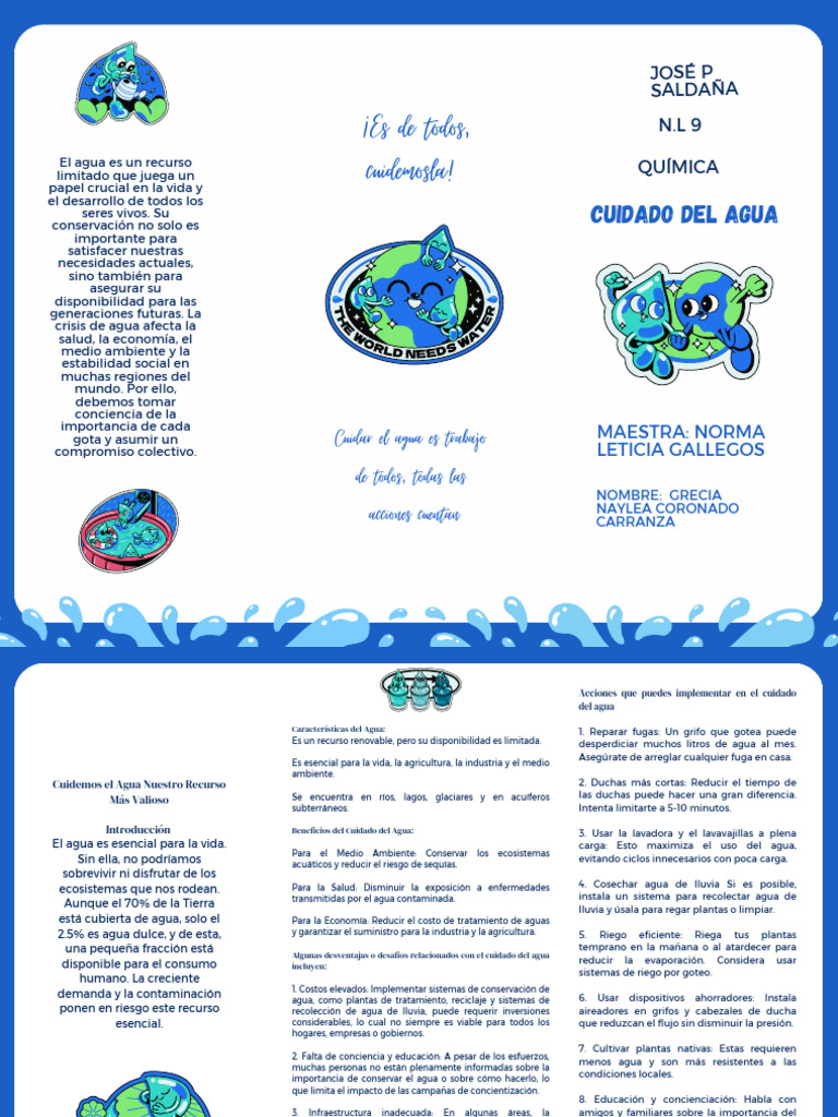 Folleto Sobre El Cuidado Del Agua Moderno Ilustrado Azul - 20241026 - 214147 - 0000 | PDF | Agua ...