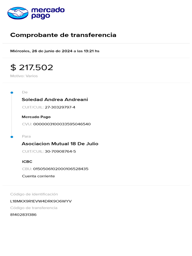 Mercadopago Comprobante 81402831386 | PDF | Finanzas y administración del dinero | Derecho