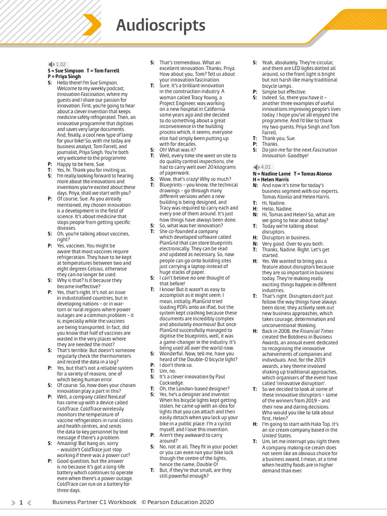 Business Partner c1 Workbook Audioscripts | PDF | Brand | E Commerce