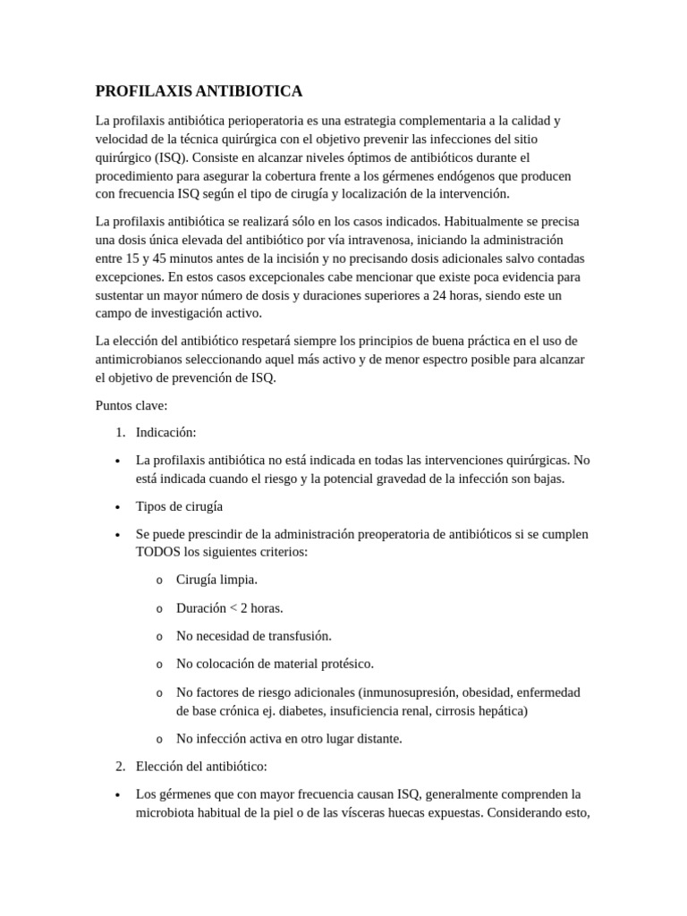 Profilaxis Antibiotica | PDF | Cirugía | Medicamentos con receta