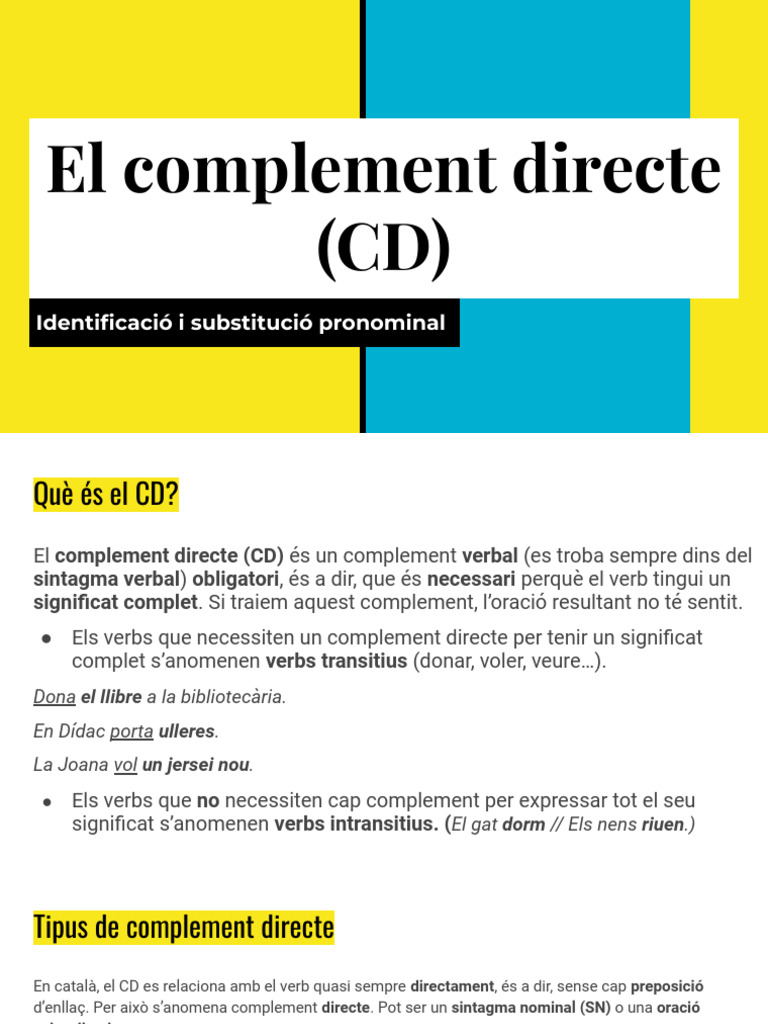 El Complement Directe (CD) | PDF