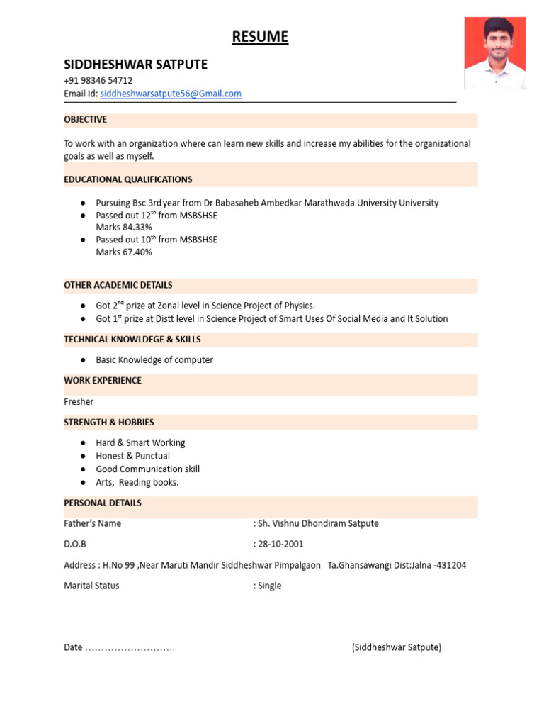 Siddheshwar Resume | PDF