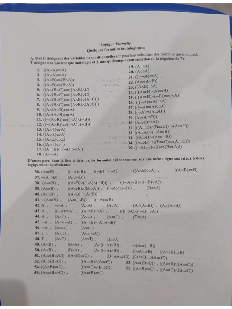 Serie 1 Logique Formelle | PDF