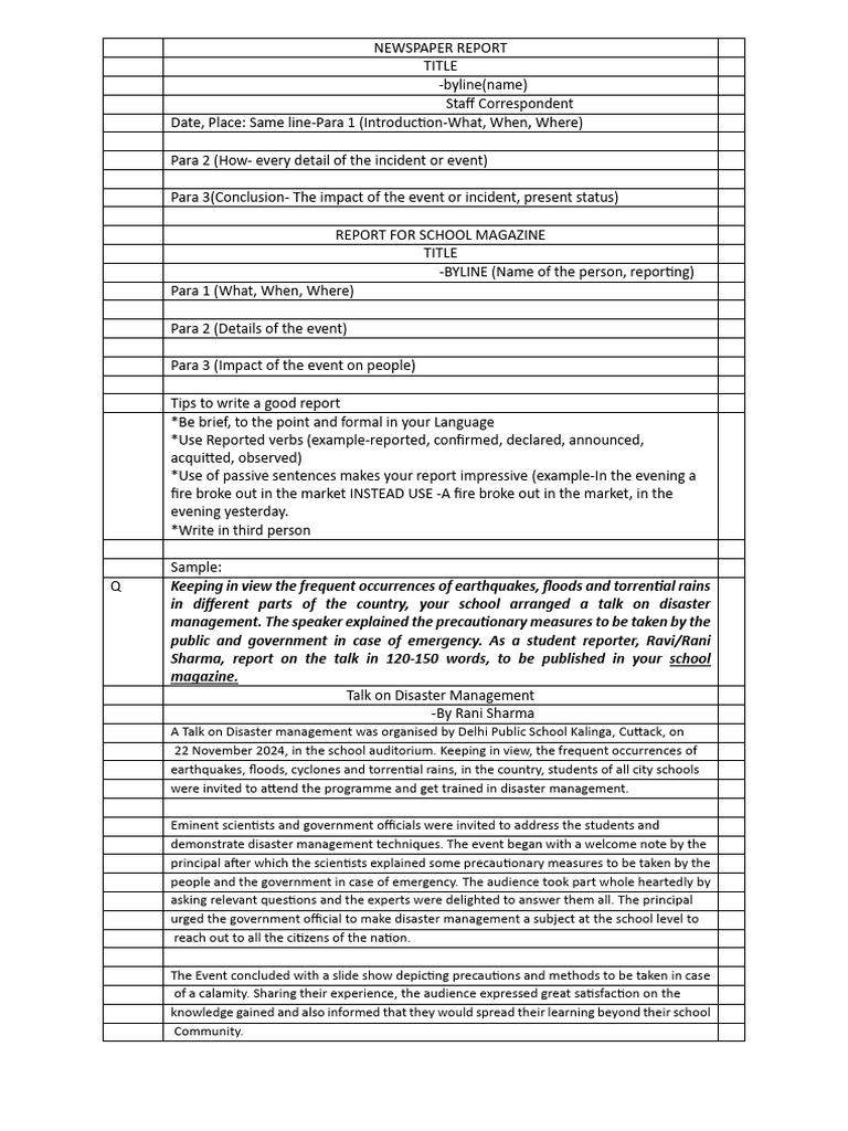 Report Writing Format and Sample | PDF | Disasters | Tropical Cyclone ...