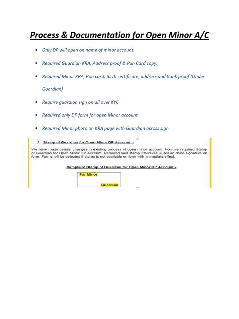 Minor Account Process Documents | PDF | Finance & Money Management | Law