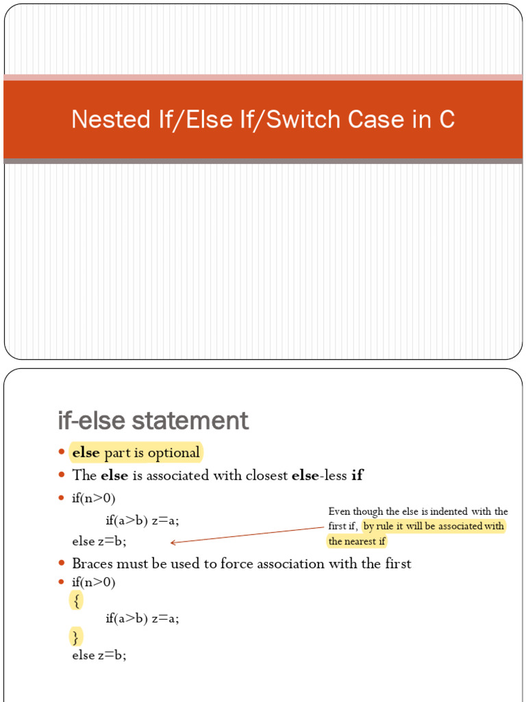 Lecture 6 NestedIf&Switch | PDF | Computer Programming | Software Engineering