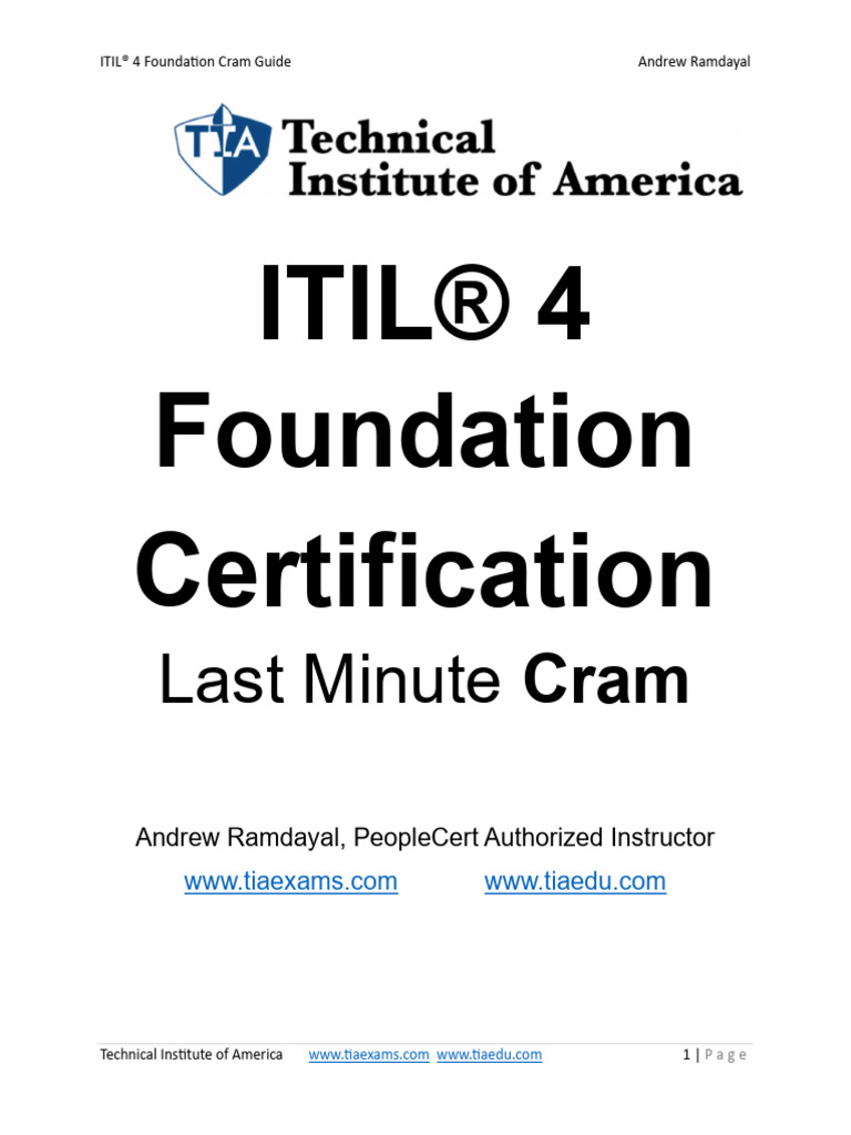 ITIL 4 Cram Guide | PDF | Information Security | Goal