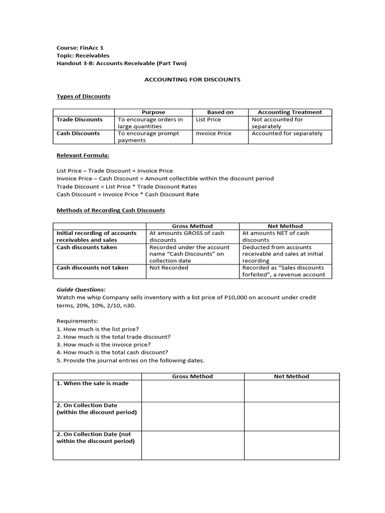 Handout 3B - Accounts Receivable Part Two | PDF