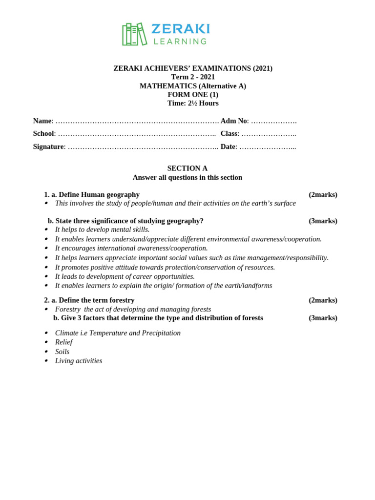 Geography Paper 2 Marking Scheme 1 | PDF | Mining | Oceans