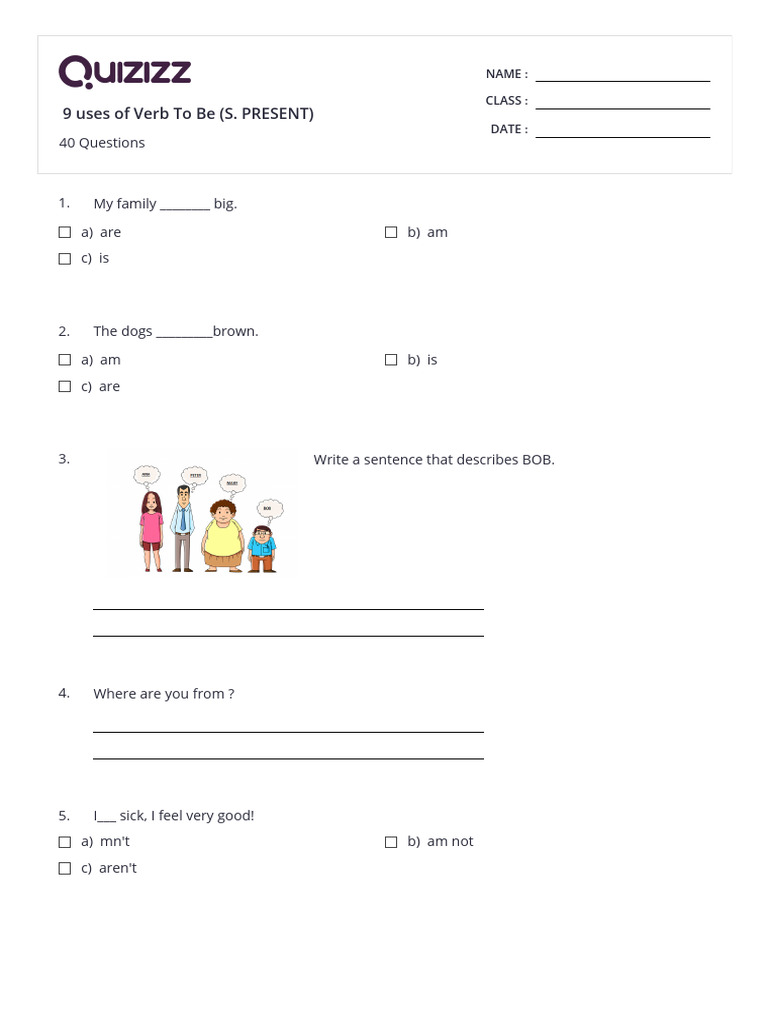 9 Uses of Verb To Be (S. PRESENT) Quiz | PDF