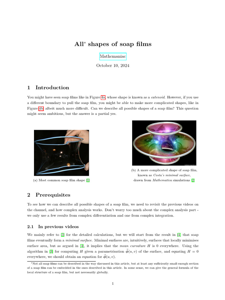 Exploring Soap Film Shapes and Analysis | PDF | Complex Number ...