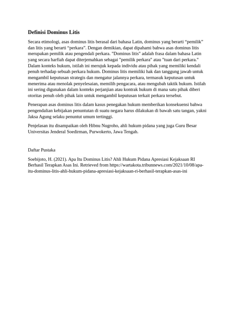 Definisi Dominus Litis | PDF