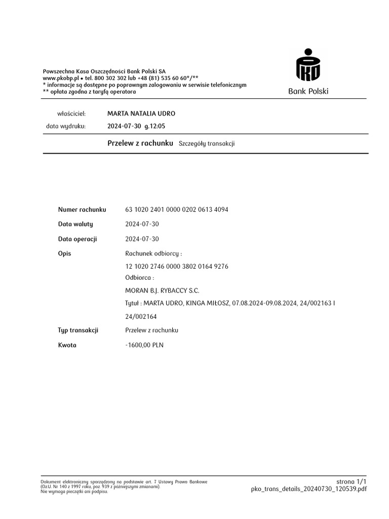 Pko Trans Details 20240730 120539 | PDF