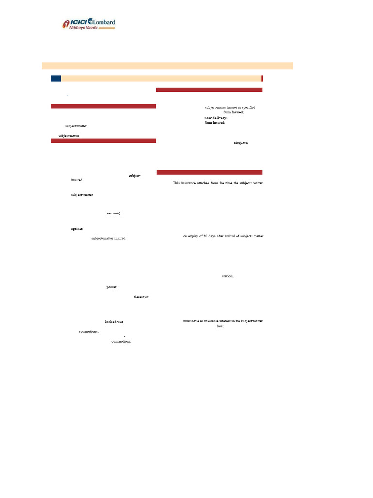 MARINE OPEN INLAND DECLARATION POLICYWordings | PDF | Insurance ...