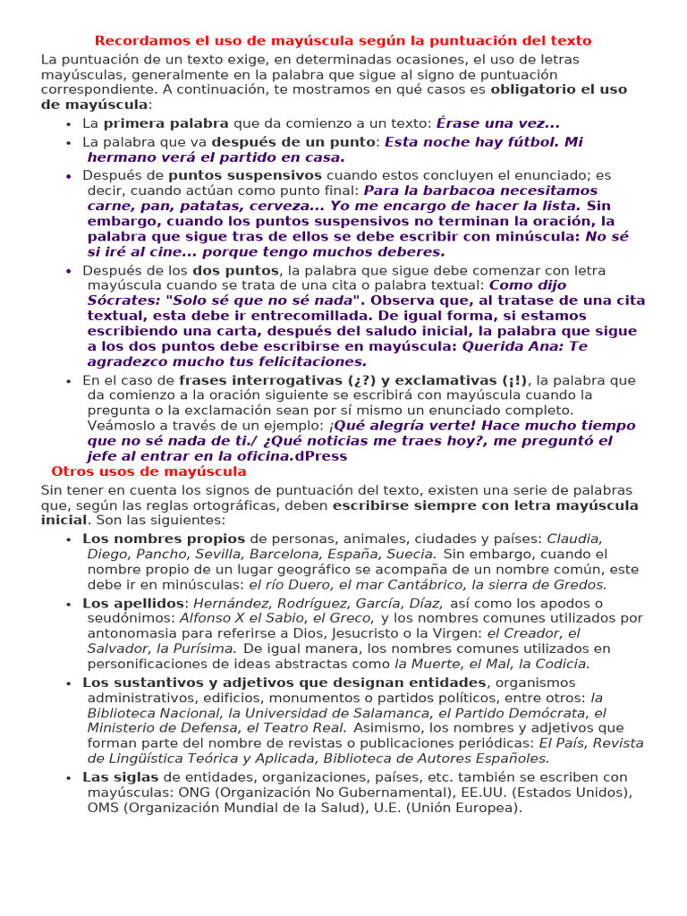 Uso de Mayúsculas | PDF | Caso de carta | Puntuación