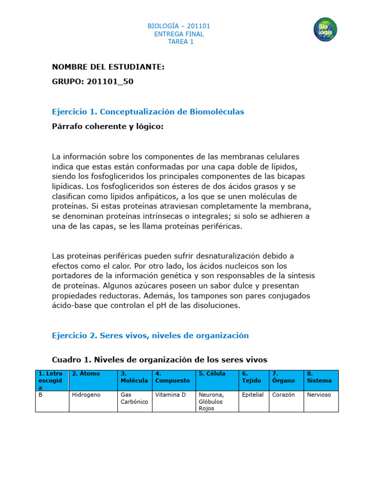 Biologia - 201101 - 50 - Tarea - 2 - Seres Vivos - Estructura y ...