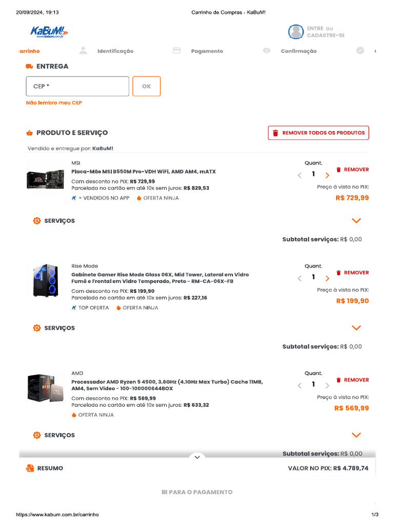 Gabinete Custo-Beneficio(AMD)R$5413,84 a prazo | PDF