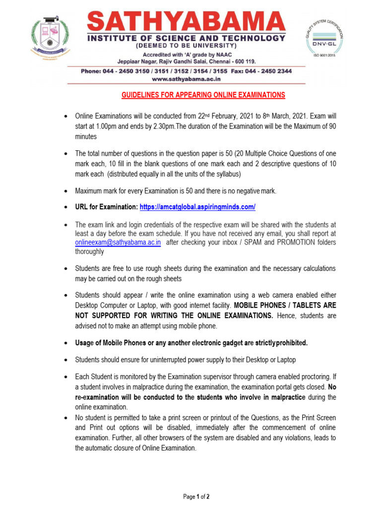 Guidelines Online Examination | PDF | World Wide Web | Internet & Web