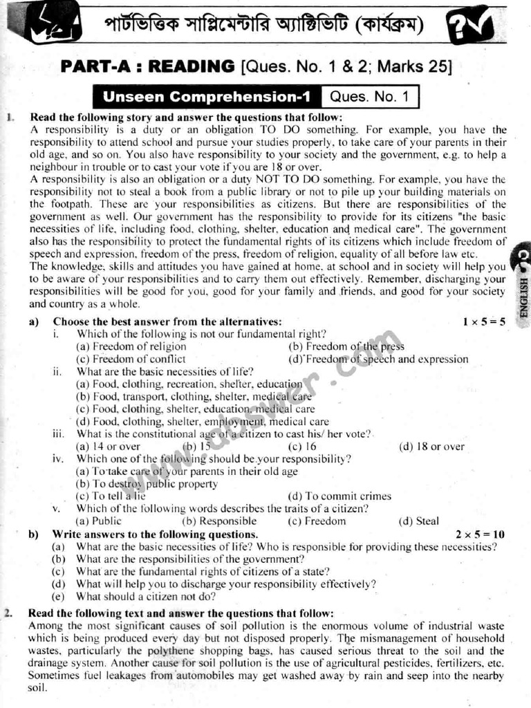 Part ABCD - Class 8 English | PDF