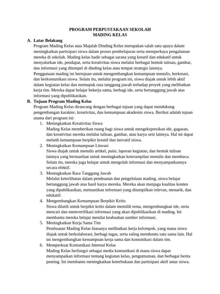 Mading Kelas: Kreativitas dan Literasi | PDF