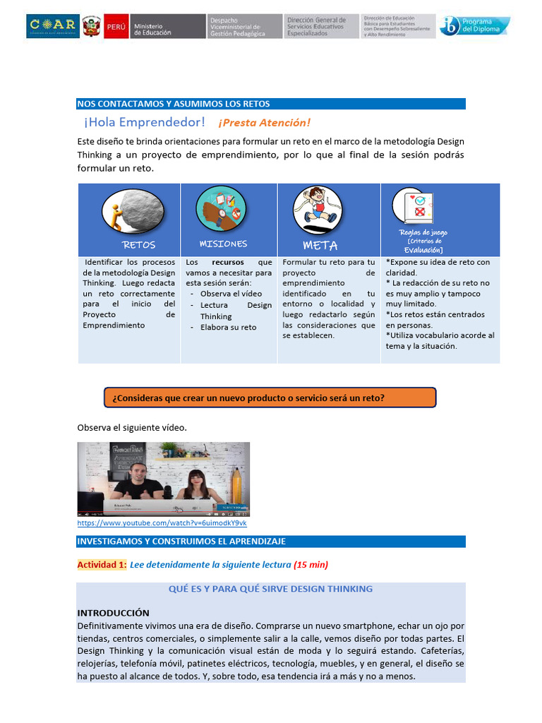 Dmpa 19 - Design Thinking - Formulamos El Reto | PDF | El pensamiento ...