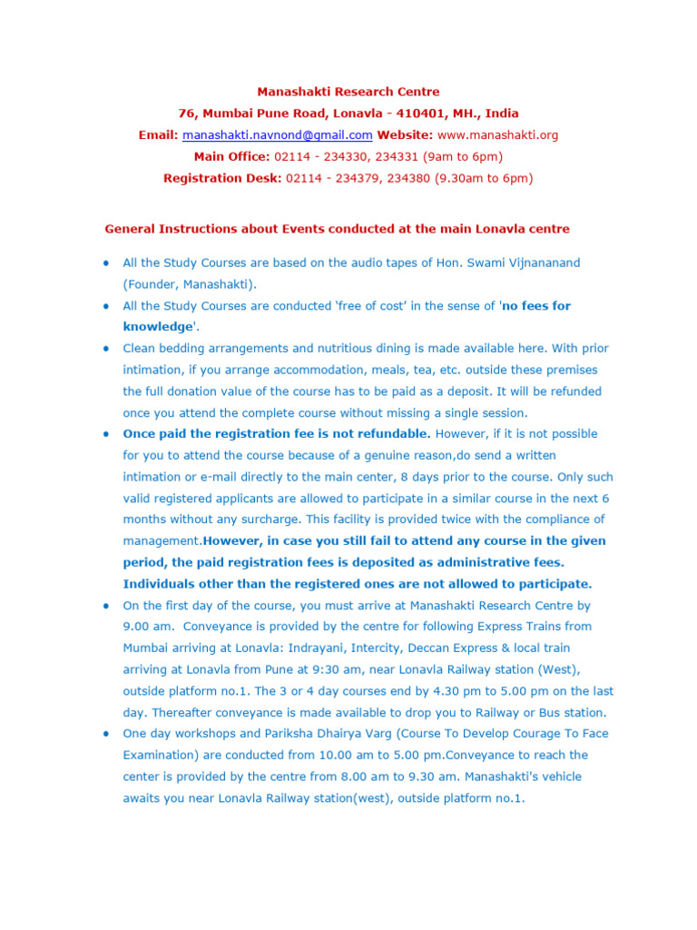 Manashakti Research Centre Event Guidelines | PDF | Payments | Fee