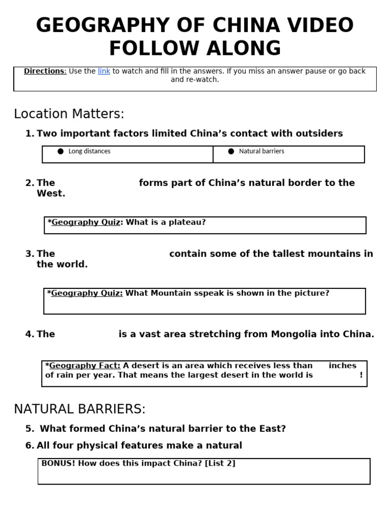 Geography Video Follow Along 16-17-1 | PDF | Mountains | Himalayas