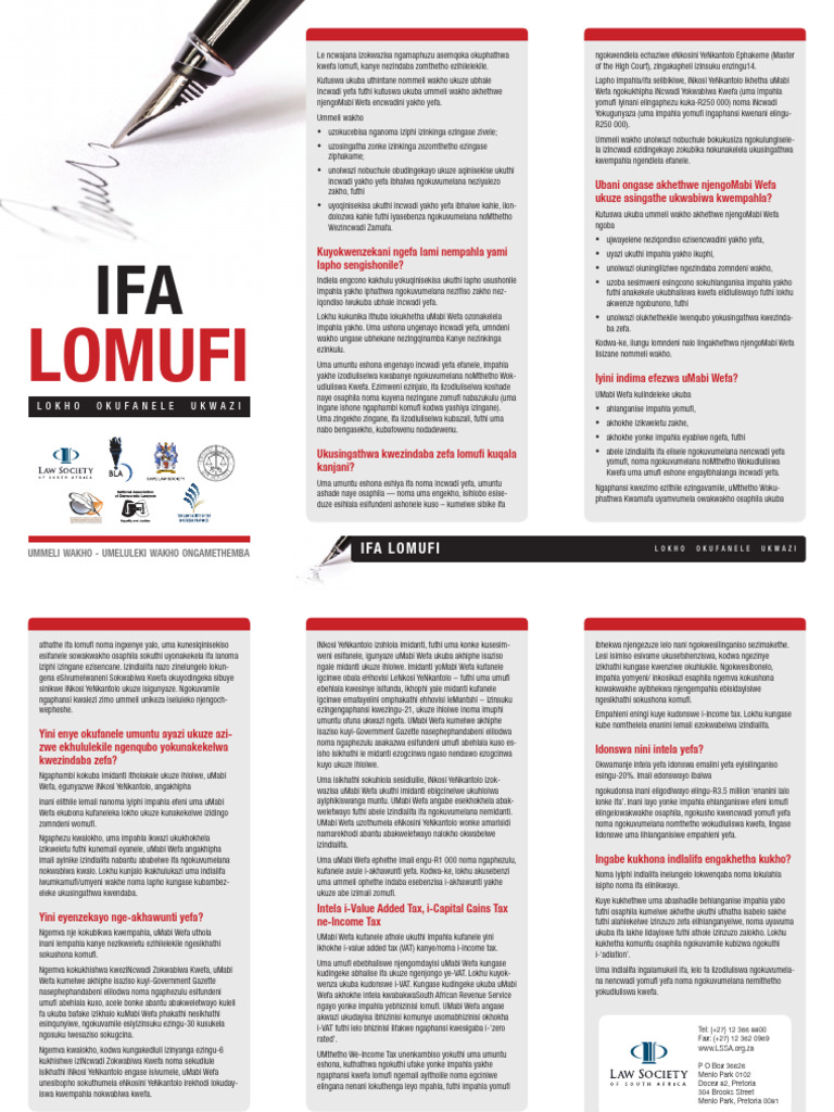 LSSA Deceased Estates Isizulu | PDF
