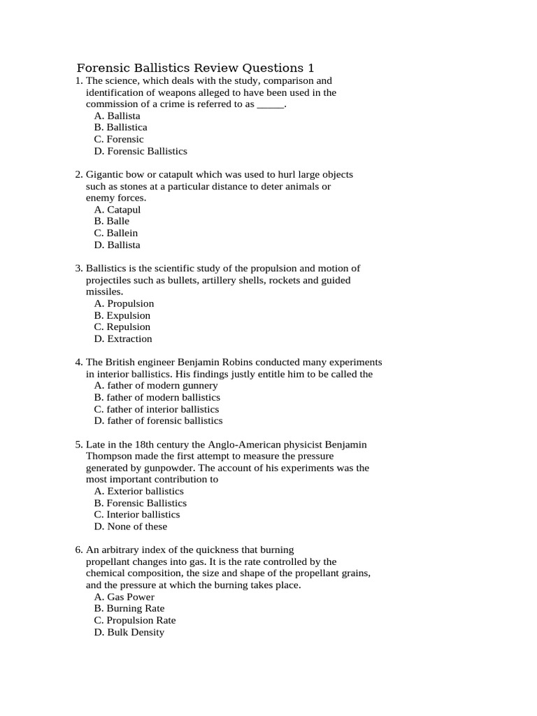 Forensic Ballistics Worksheet Answers | PDF | Cartridge (Firearms ...