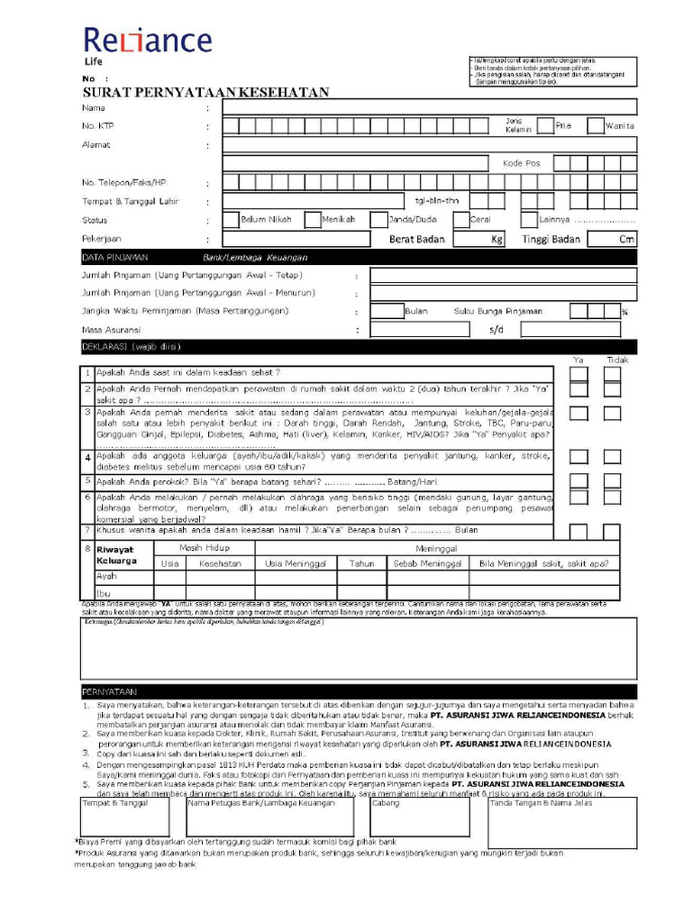 Form SPK Reliance | PDF