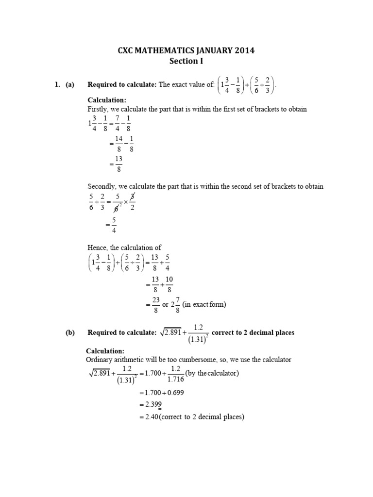 Csec Maths January 2014 | PDF | Area | Triangle