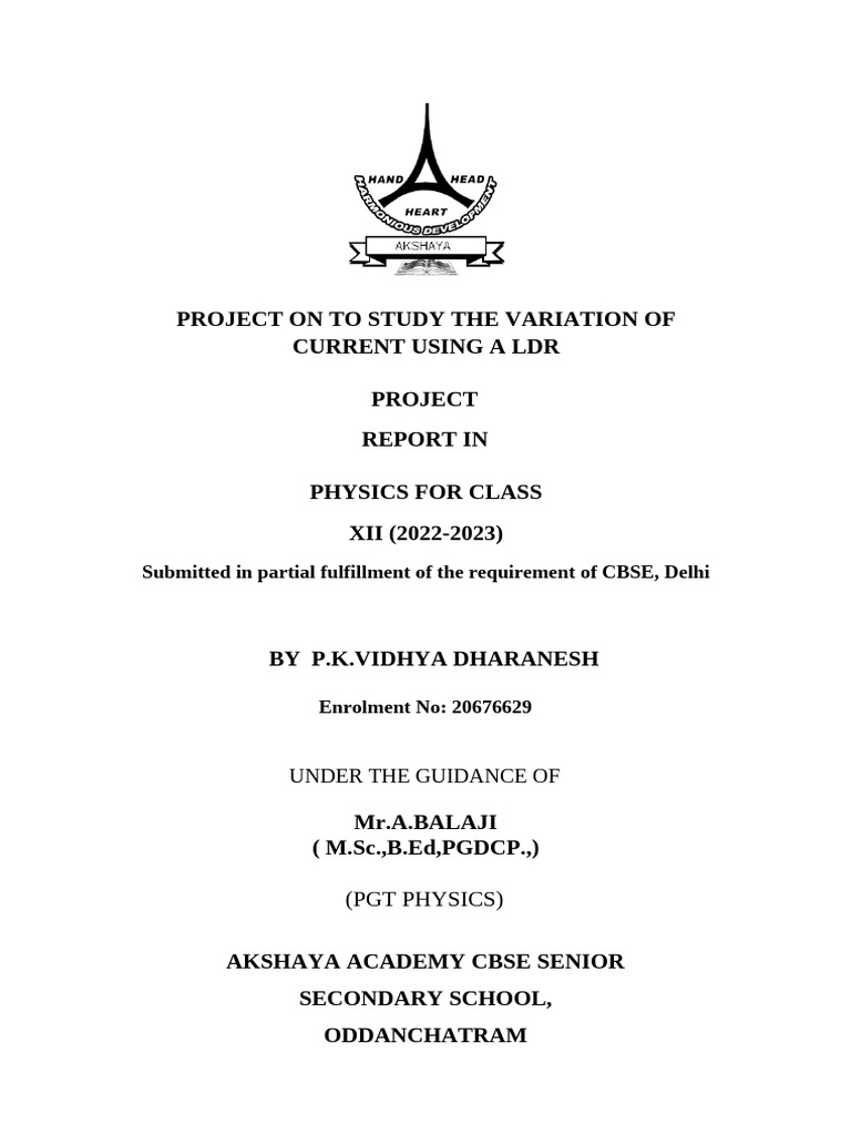 Physics Project | PDF | Electrical Resistivity And Conductivity ...