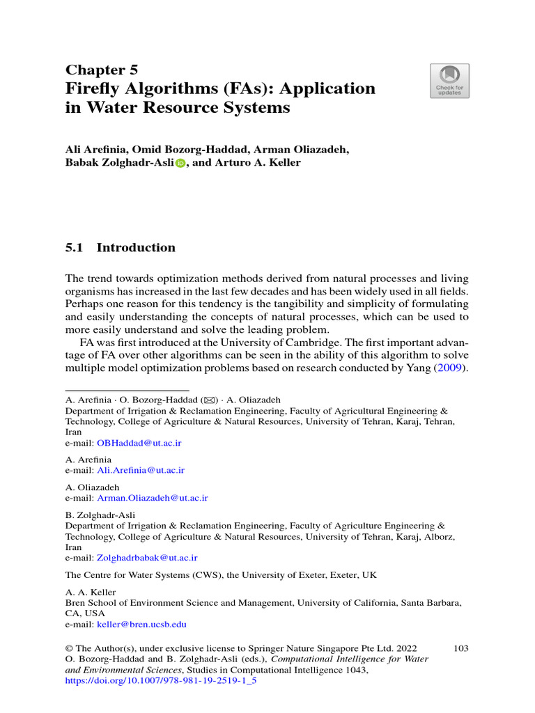 FireflyAlgorithmsFAsApplicatio - Water Resources Engineering | PDF | Mathematical Optimization ...
