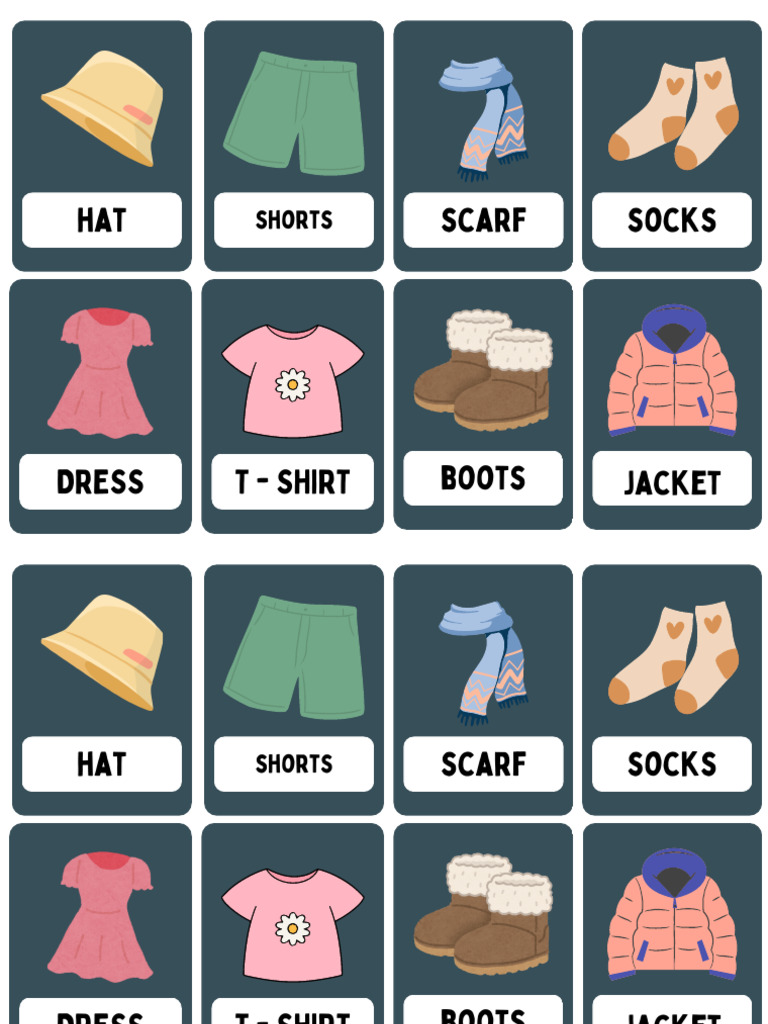 Blue Green Illustrative Summer Clothes Flashcards | PDF