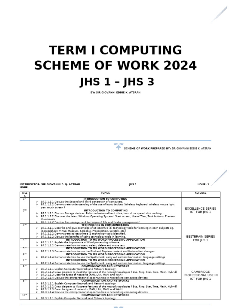 Term I Bs7 - Bs9 Computing Sow 2024 | PDF | Computer Network | Network ...