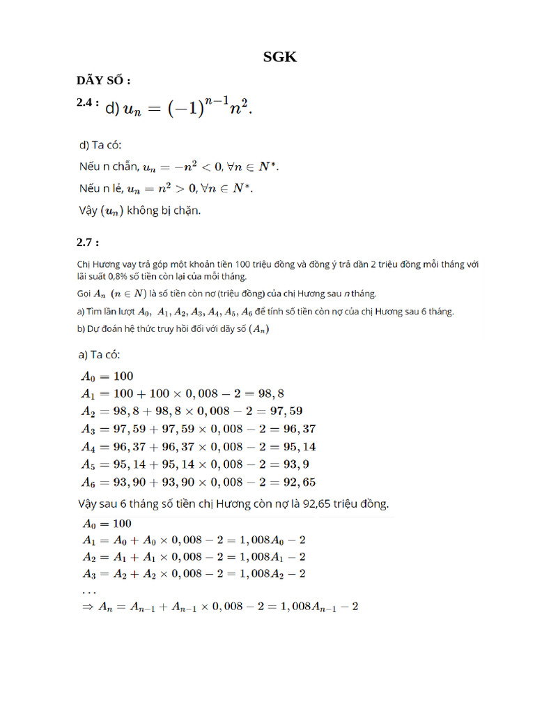 KTRA DÃY SỐ - CSC - CSN | PDF
