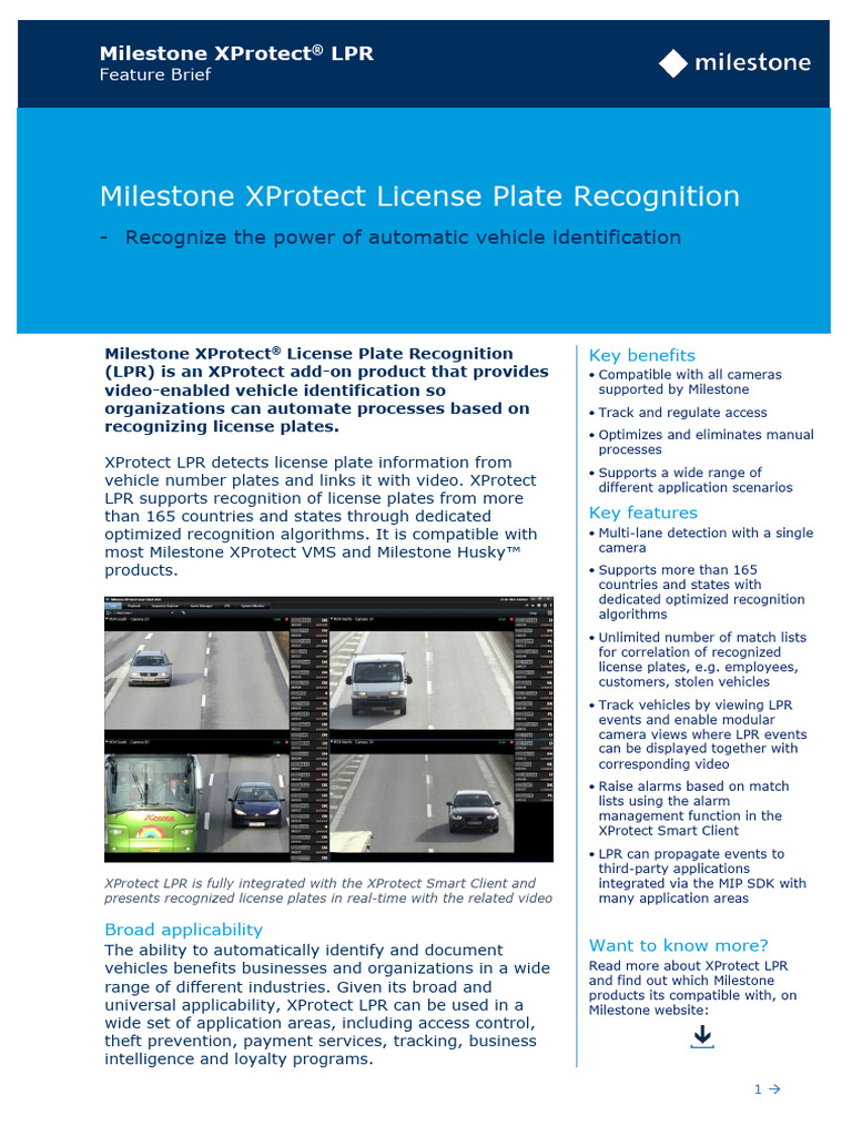 Xprotect LPR Feature Brief | PDF | Vehicle Registration Plate | Information