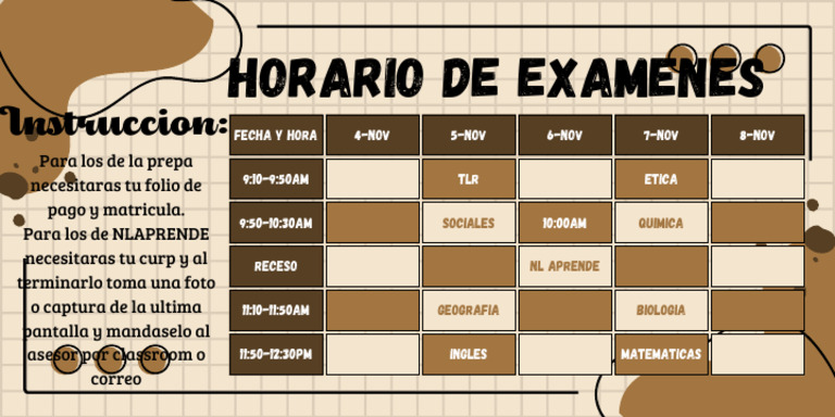 Horario de Examenes | PDF | Ciencia y matemáticas