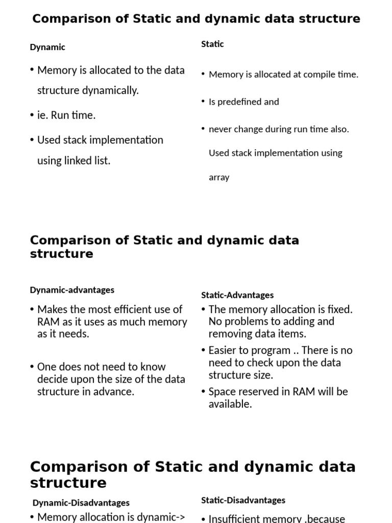 Comparison of Static and Dynamic Data Structure | PDF | Scheduling ...